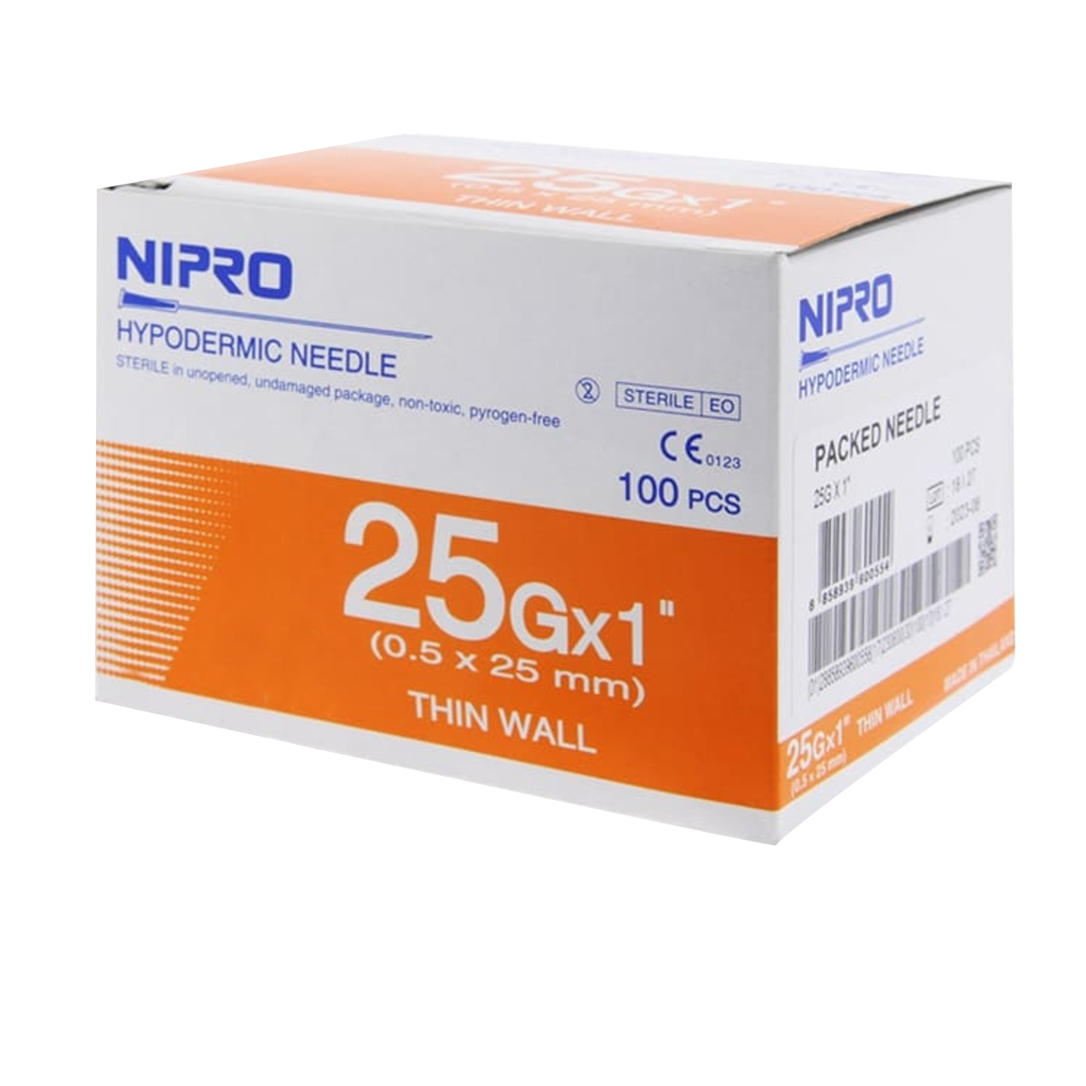NIPRO เข็ม ฉีดยา แบบใช้เเล้วทิ้ง - 100 ชิ้นต่อกล่อง - #25x1” | Allgenhealth