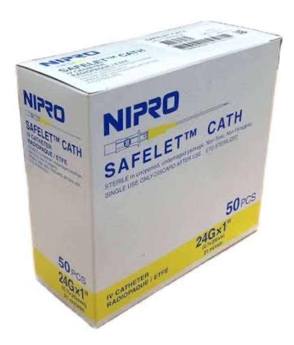 NIPRO SAFELET CATH IV CATHETER 24G X1" (BOX 50) | Allgenhealth